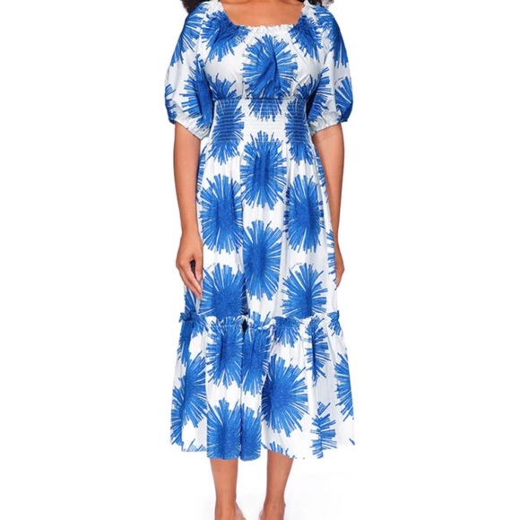 Cara Cara | Dresses | Cara Cara Mimi Cotton Midi Dress Blue Starburst ...